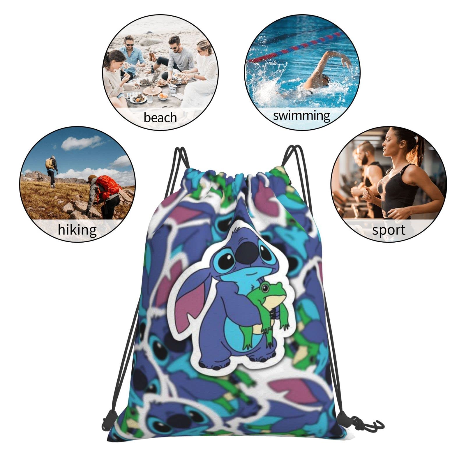 Cartoon Drawstring Backpack Gym Bag Waterproof Backpack Yoga Training Gymsack Sport Strap Pack Bag For Women Men