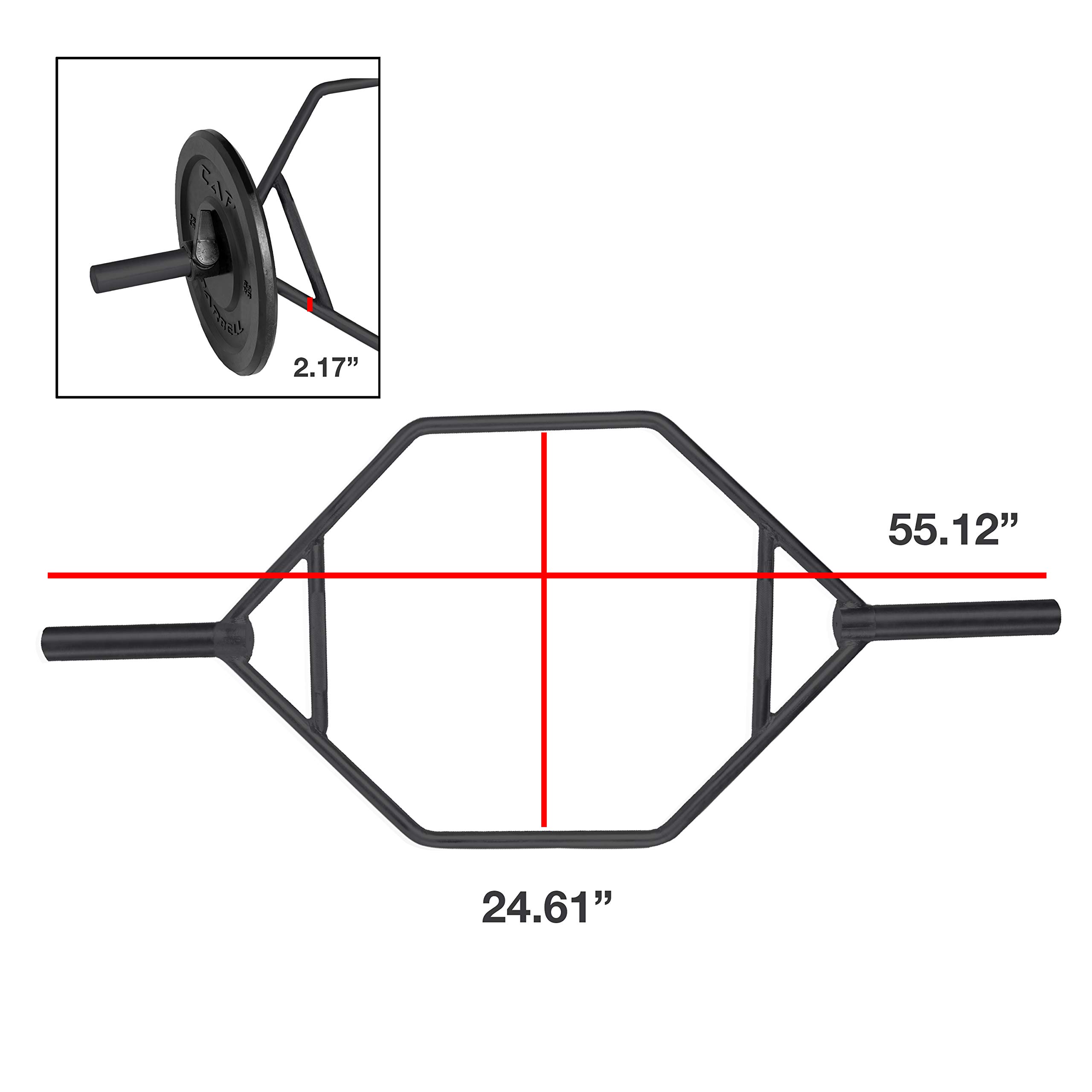 CAP Barbell Olympic Trap Bar, Shrug Bar, Hex Bar with Flush Neutral Grips, Black