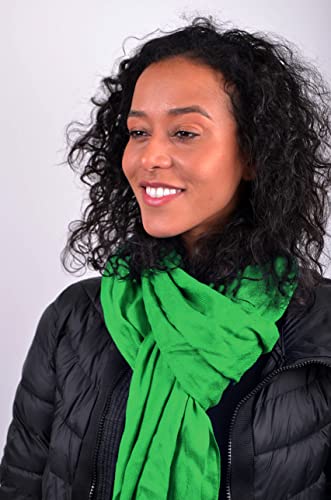 boxed-gifts Soft & Silky 100% Pashmina Scarf with Tassels - Elegant Scarf Shawl Wrap + Lightweight Solid Scarf for Women-Green Scarf