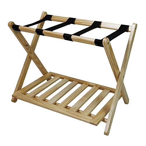 MISC Natural Hotel Luggage Rack for Guest Room Folding Suitcase Rack Collapsible Carry On Holder Bedroom, Sturdy Wooden