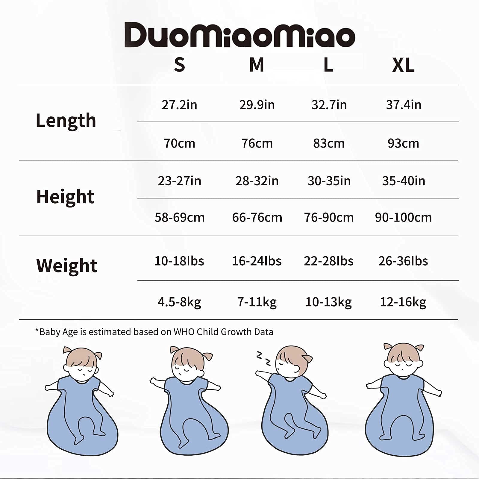 Duomiaomiao Baby Sleep Sack Cotton Lightweight Baby Wearable Blanket, Breathable Comfy Toddler Sleeping Sack