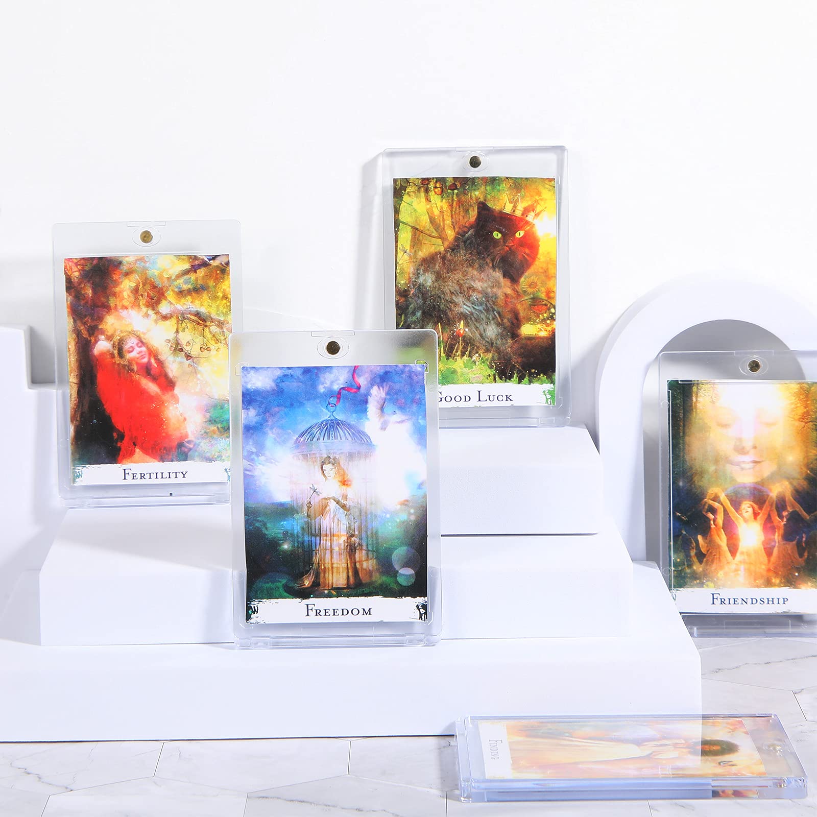 Zonon 5 Pieces Magnetic Card Holder Base Trading Card Stand Protector 35 Pt Acrylic Baseball Card Protectors Card Sleeves Protector Case for Trade Card Holder Baseball Card Storage and Display