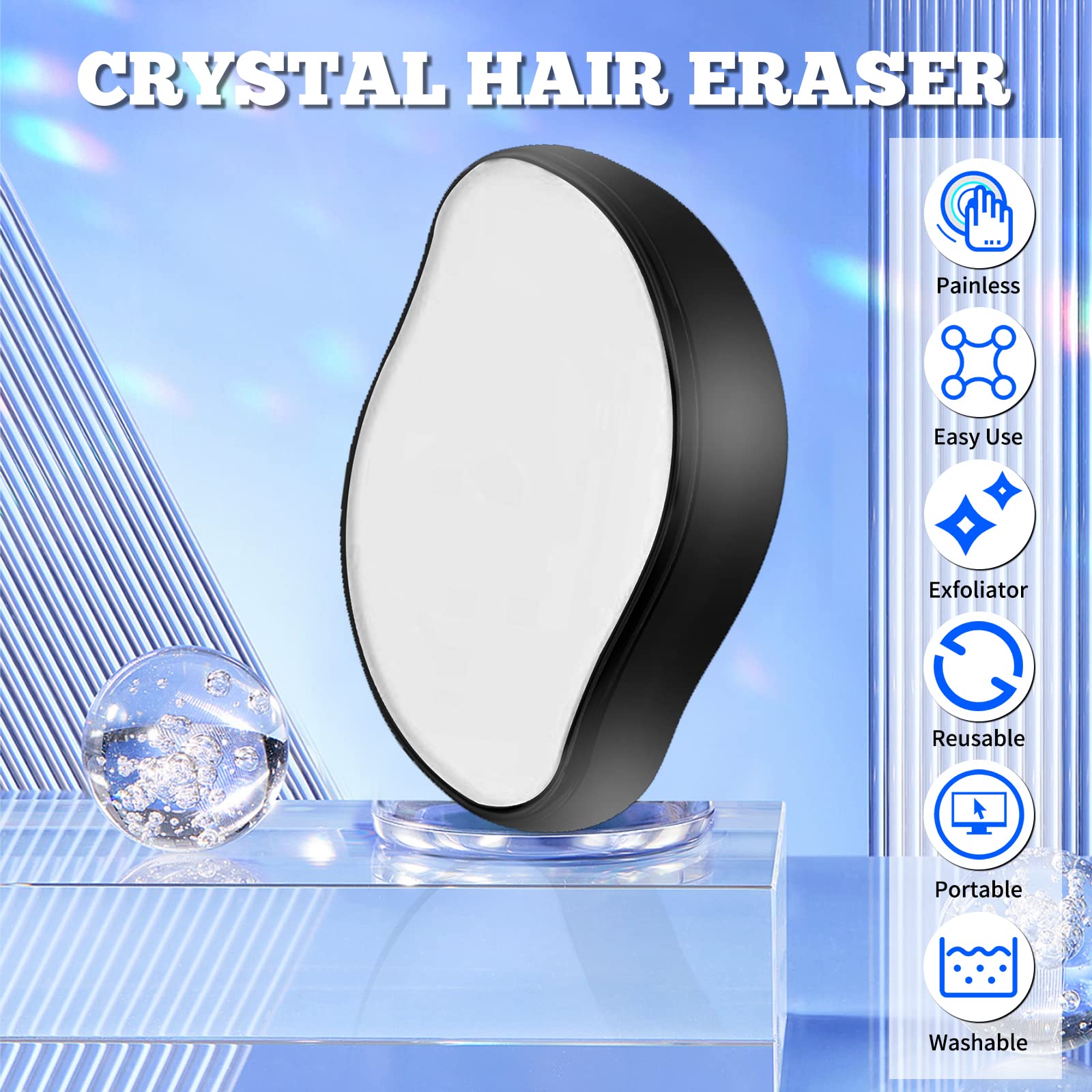dolitify Crystal Eraser Hair Removal, Painless Removal Tool, for Women and Men Arms Legs Back (Black)
