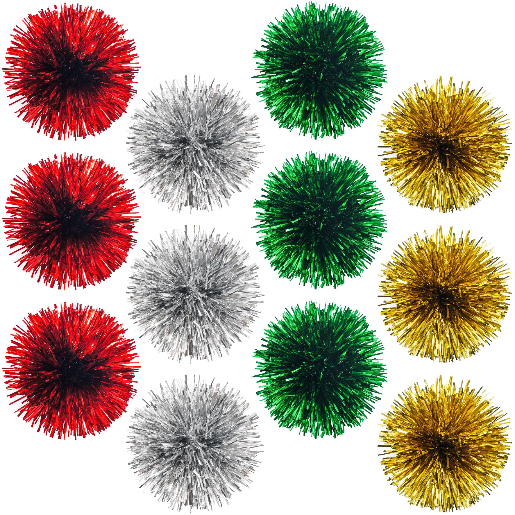 CT CRAFT LLC 4" * 12 Count Self-Adhesive Tinsel Bows Gift Wrap Accessory - Gold/Silver/Red/Green for Gift wrapping Holiday Christmas Birthday Party