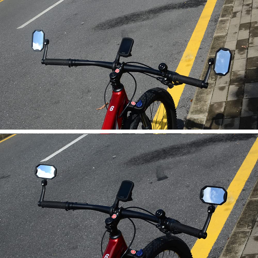 BriskMore Bar End Bike Mirrors, High–Definition Convex Glass Lens for E-Bike Handlebars, Scratch Resistant, Safe Rearview 1 Pair Bicycle Mirror BT-015(Right And Left Side)