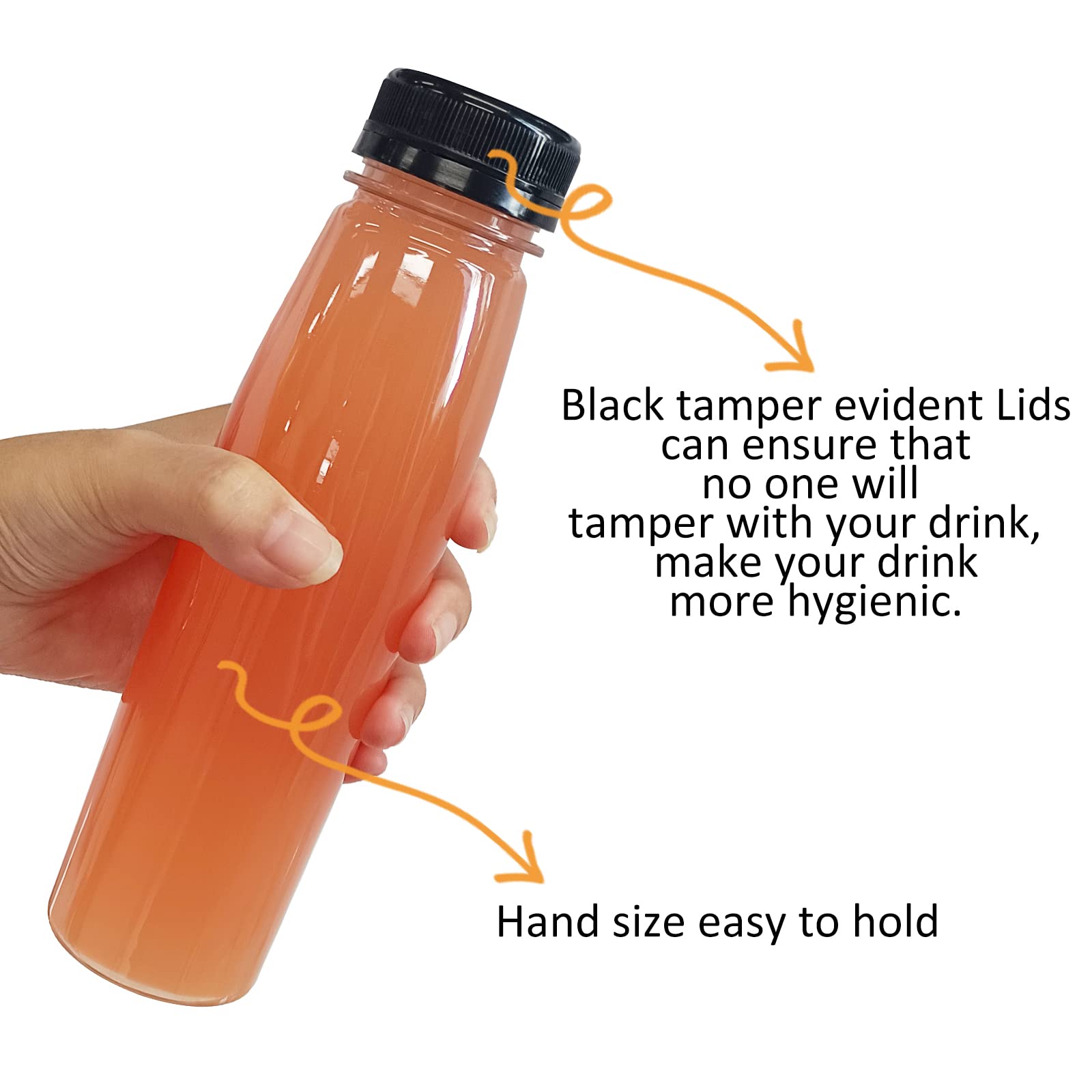 BPFY 30 Pack 10oz Empty Plastic Juice Bottles with Caps Reusable Clear Beverage Containers with Black Tamper Evident Lids, Funnel, Plastic Smoothie Bottles for Juice, Milk, Water, Coffee