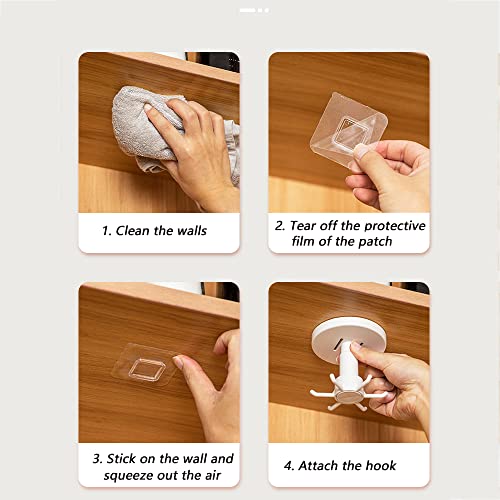 Superlike Kitchen Hooks Under Cabinet Utensil Hanger Holder Sticky Hooks for Kitchen Bathroom 2Pcs White with 4pcs Small Item Hooks