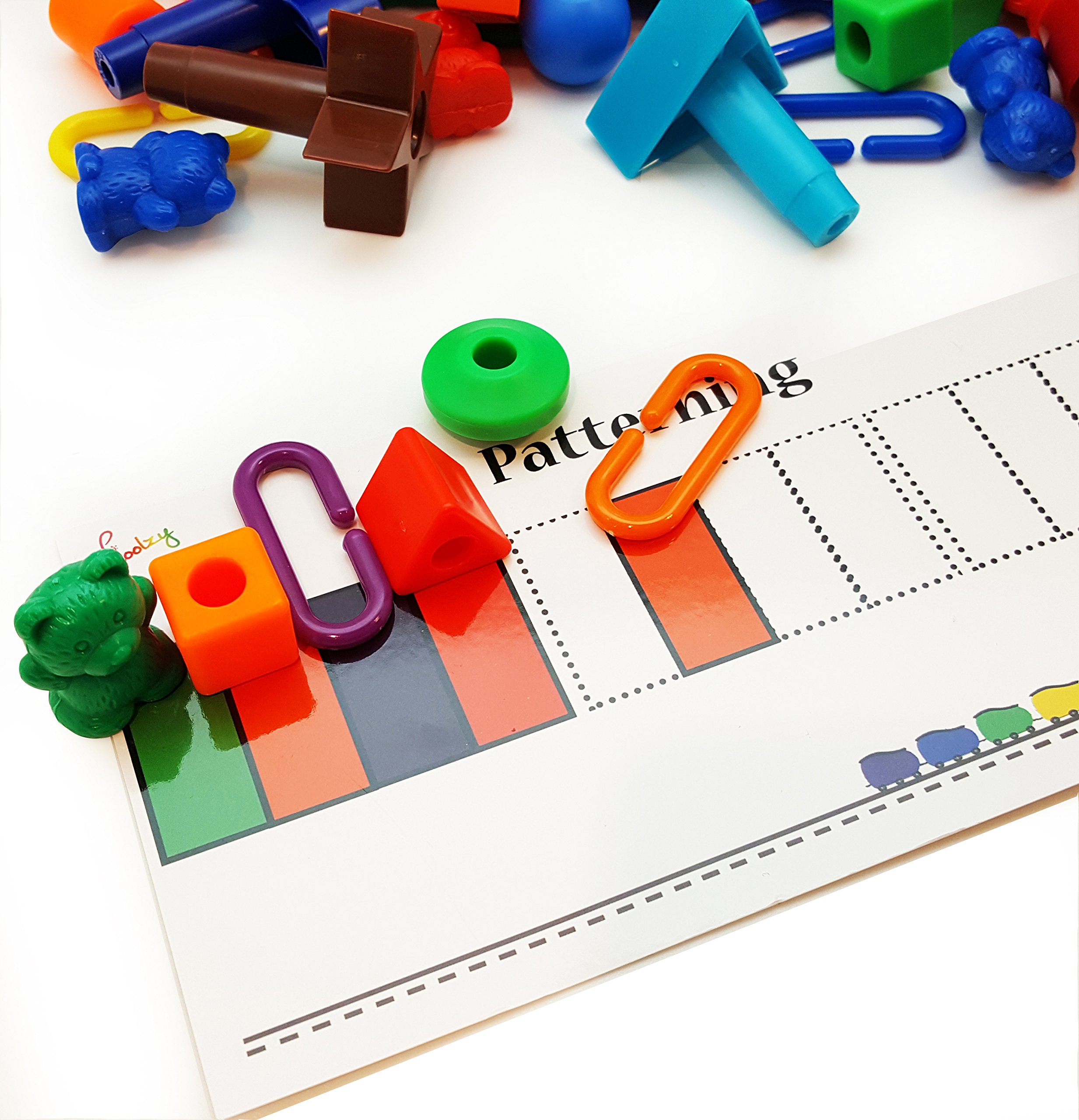 Skoolzy Extension Kit Pegboard Learning Cards - Toddler Games Learning Kit Extend Life of Toddler and Preschool Toys by Adding Patterning, Counting, Peg Board Lacing Color and Play Cards