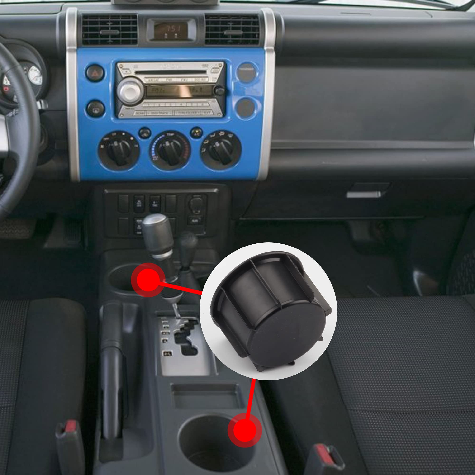 Dasbecan Set of 2 Front Dashboard Drink Cup Holder Assembly Compatible with Toyota FJ Cruiser 2007-2014 Replaces# 55616-35010