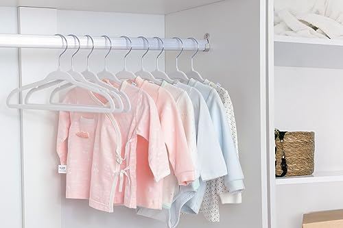 ManGotree Childrens Velvet Clothes Hangers, Baby Kids Hangers for Clothes Space Saving Non-Slip 15Pack (White)
