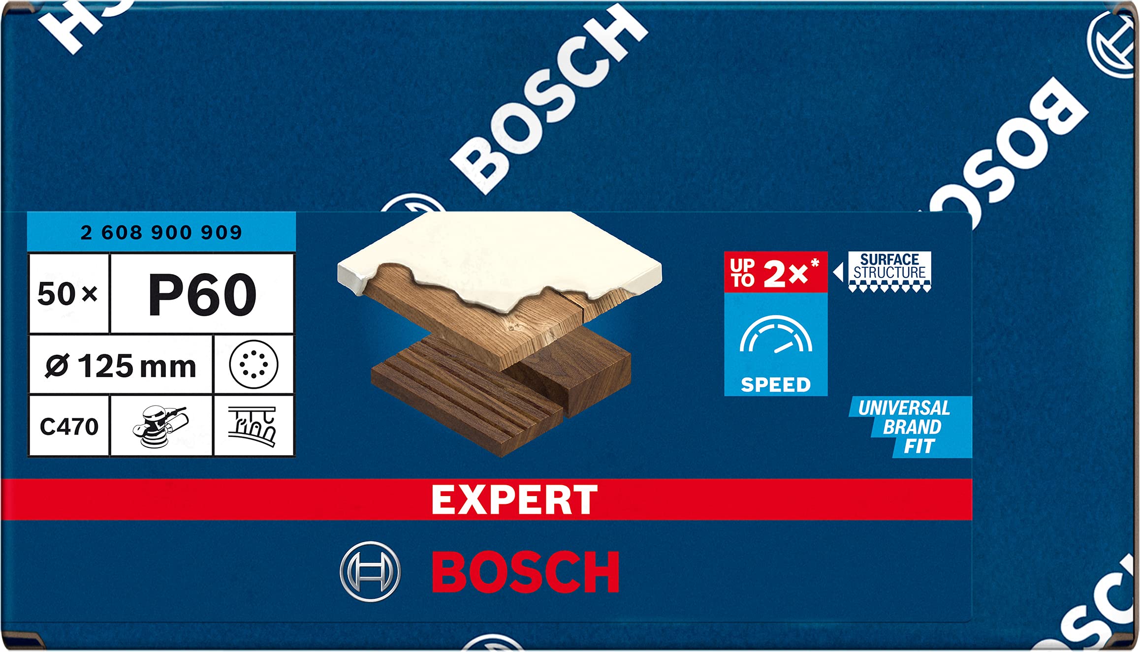 Bosch Professional 50x Expert C470 Sandpaper (Ø 125 mm, Grit 60, Accessories Orbital Sander)