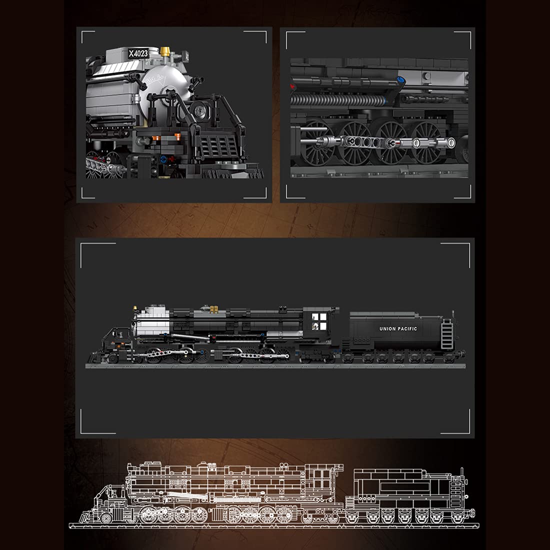 DWIU Technic Train Steam Locomotive Model, 1608+Pcs Train Building Blocks with Track,MOC Steam Train Building Model kit Kids, Adults Construction Toy Compatible with Lego Technic,R55514L5OJ17XBSQLWJS