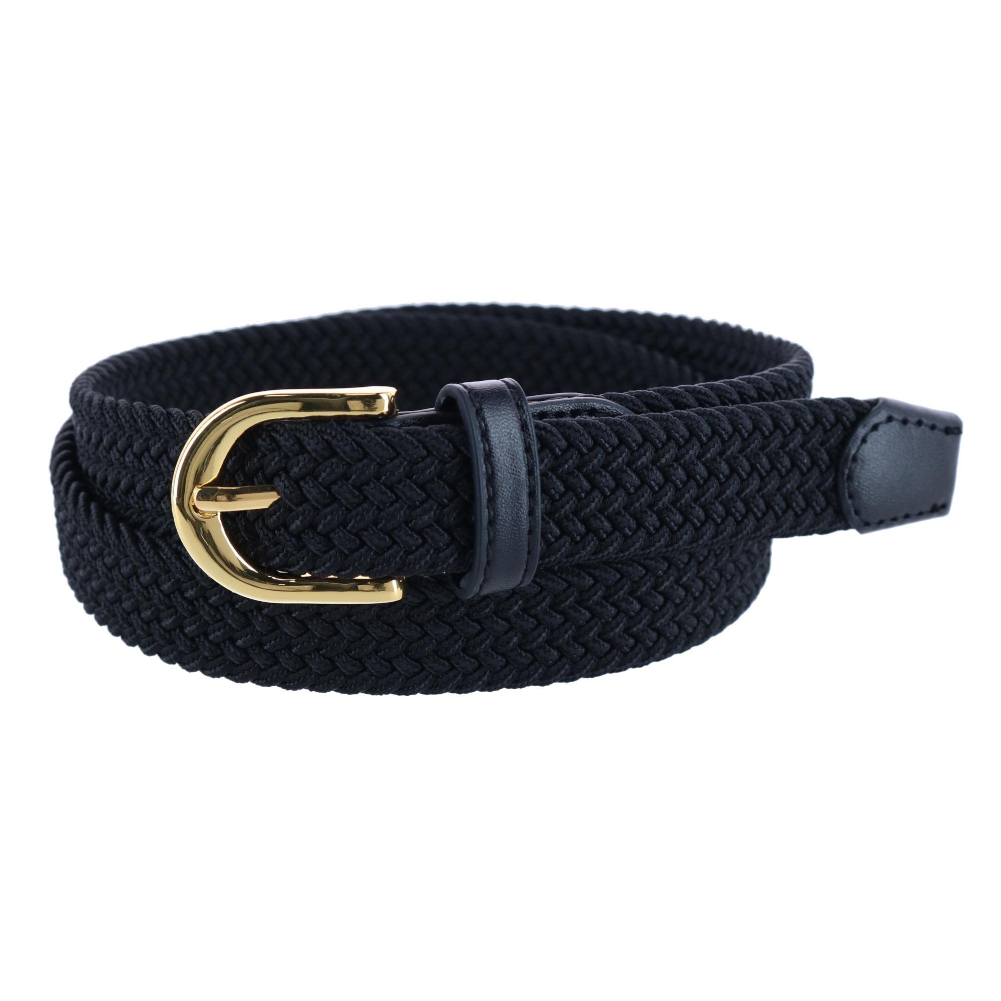 CTM® Women's Elastic Braided Stretch Belt, Medium, Black