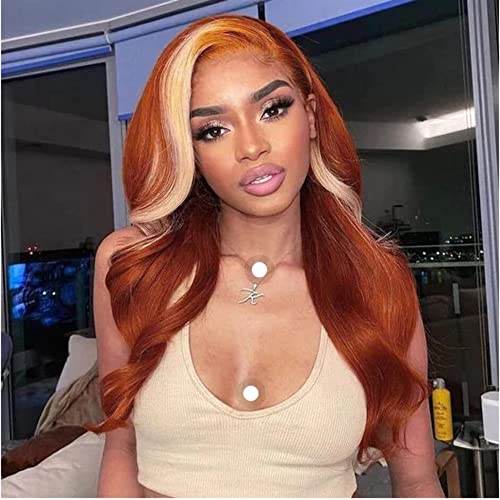 European Human Hair Straight Ginger Color Blonde Wigs Style#2 24 Inches