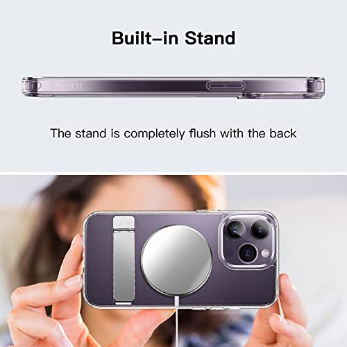 JETech Kickstand Case for iPhone 14 Pro Max 6.7-Inch (NOT for iPhone 14 Pro 6.1-Inch), Support Wireless Charging, Slim Shockproof Bumper Phone Cover, 3-Way Metal Stand (Clear)