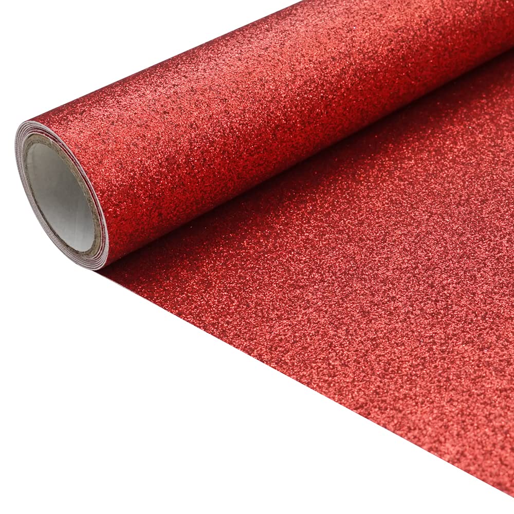 Red 11.8X 53 Inch (30 x 135 cm) Sparkly Superfine Glitter Leather Rolls Shiny Faux Fabric Canvas Perfect for Craft DIY Handmade Projects Patchwork Bow Earring Craft Key Chain