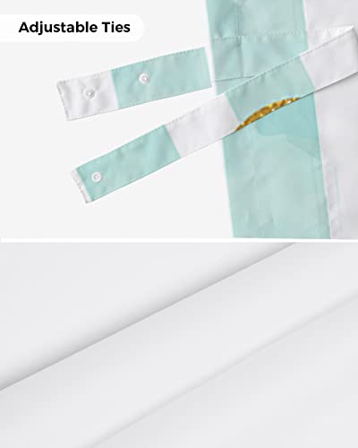 Tie-up Valances for Windows HELLO SUMMER Gold Round Spots on Blue and White Stripes Kitchen Window Curtains Adjustable Farmhouse Valance Curtains for Bedroom Living Room Bathroom 42x12in, 1 Panel