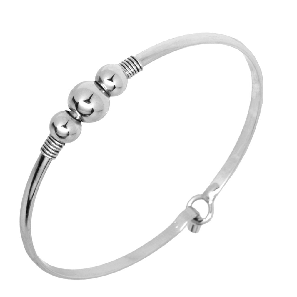 Cape Cod Jewelry-CCJ 3 Ball Wire Wrap SilverTone Latch Cuff Bracelet | 7.0