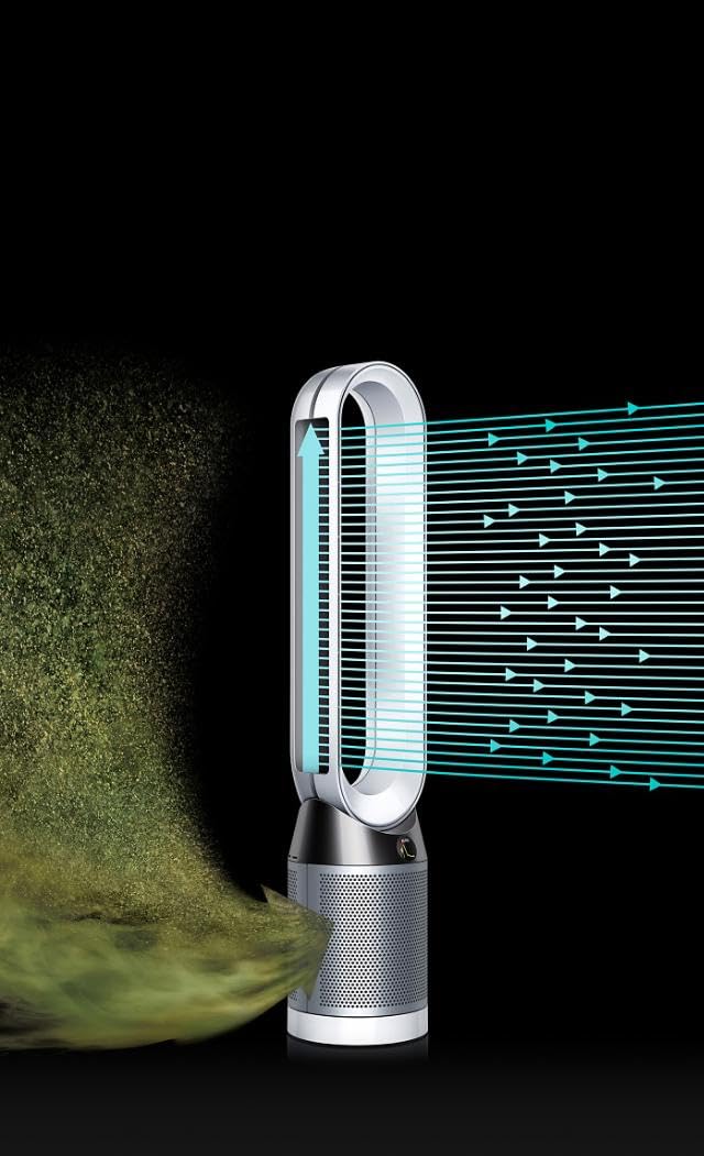 Dyson Pure Cool Purifier Fan TP4A remote controlled purifying fan with HEPA filtration (White and Silver), Standard
