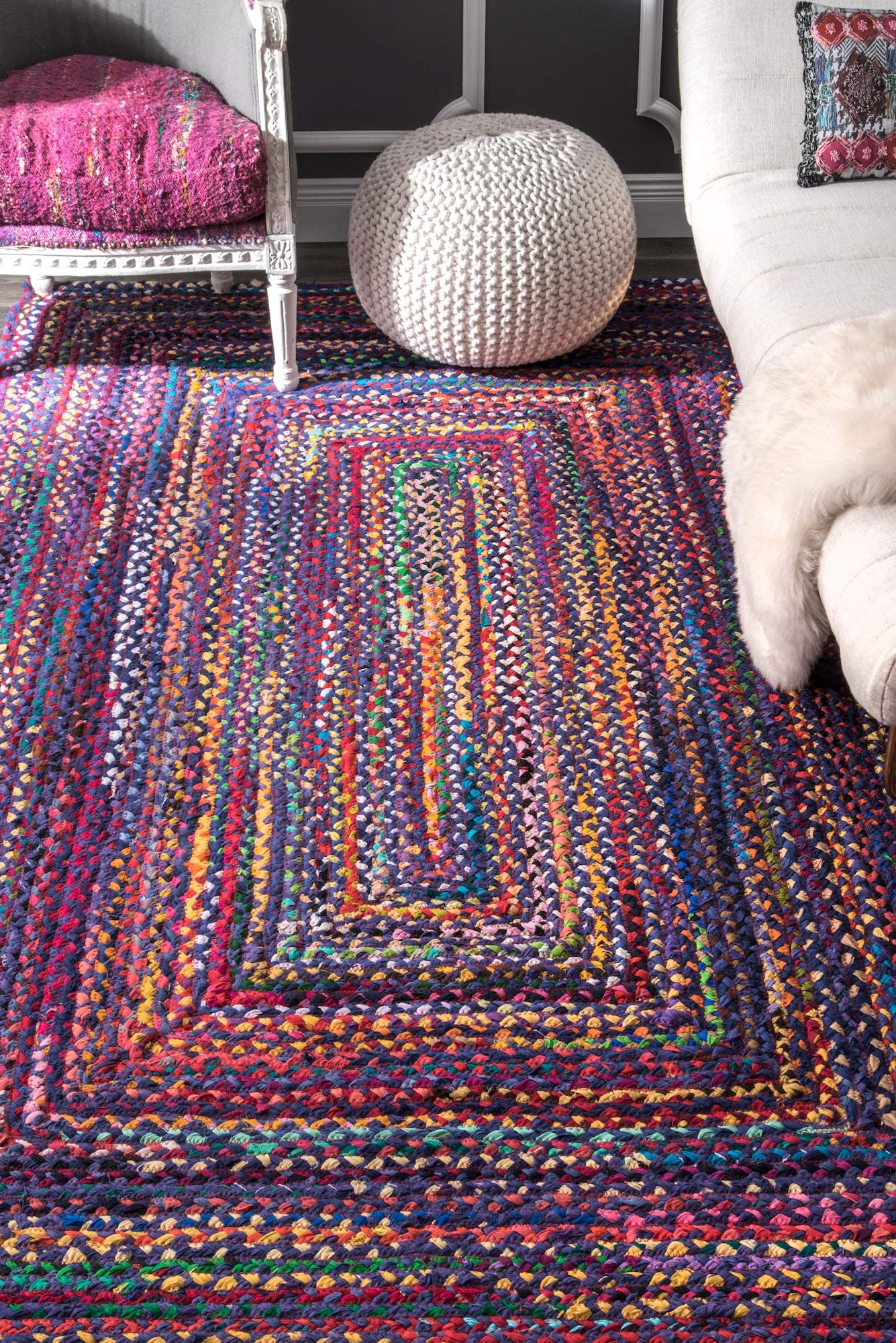 nuLOOM Tammara Bohemian Hand Braided Area Rug, 5x8, Blue