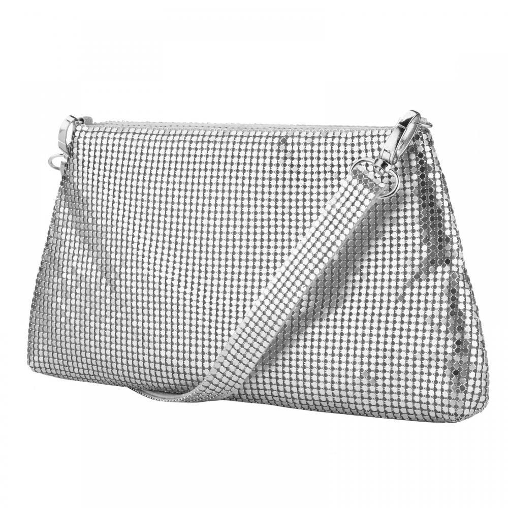 Crystal Rhinestone Purse for Party, Clutch Purses for Women Wedding Evening Handbags (Silver)