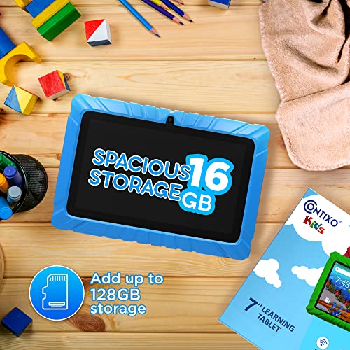 Contixo V8 Kids Tablet, 7" Kids Learning Tablet Bundle - Parental Control, WiFi Dual Camera, Teacher Approved Tablet for Kids, Kids Bluetooth Headphone & Tablet Bag Set