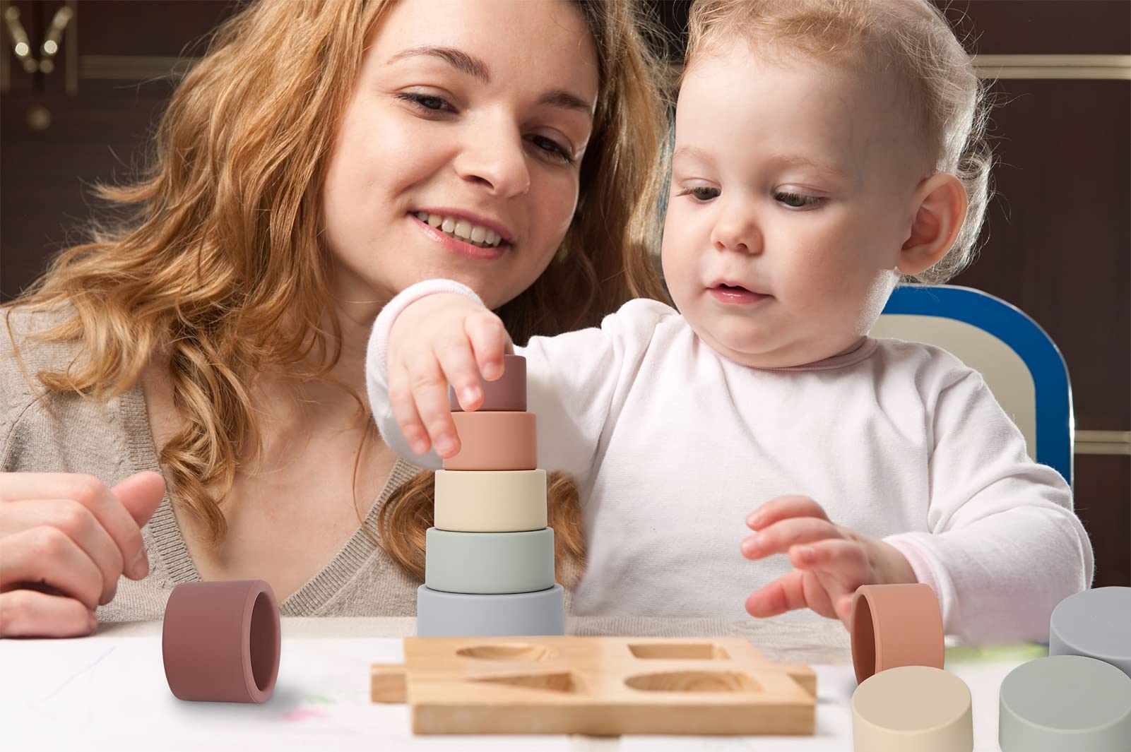 Socub Baby Stacking Toys, Silicone Stacking Cups for Babies and Infants, 5Pcs Nesting Toy for Early Educational, BPA Free, 6+ Month