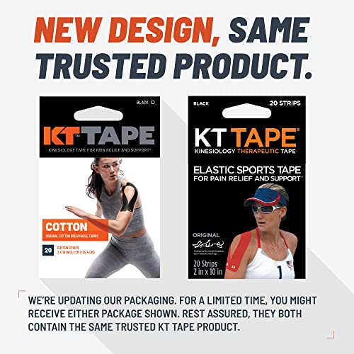 KT Tape, Original Cotton, Elastic Kinesiology Athletic Tape, 20 Count, 10” Precut Strips, Pink
