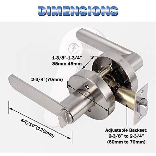 Knobonly Keyed Alike/Combo Keys Entry Door Knobs Lock Set, Modern Heavy Duty Front/Commercial Door Handleset, Satin Nickel Stainless Steel Doorknob Handle 4 Pack