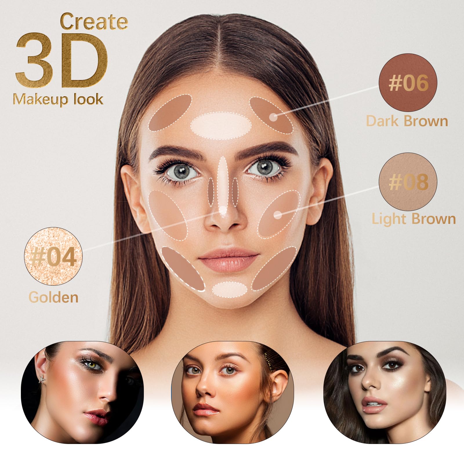 Contour Stick, Highlighter Stick Bronzer Stick, 3Pcs, Waterproof Non-greasy Contour Stick Makeup Highlighter Makeup Stick for Face Contour Long Lasting Cream Contour Stick for Beginner Women