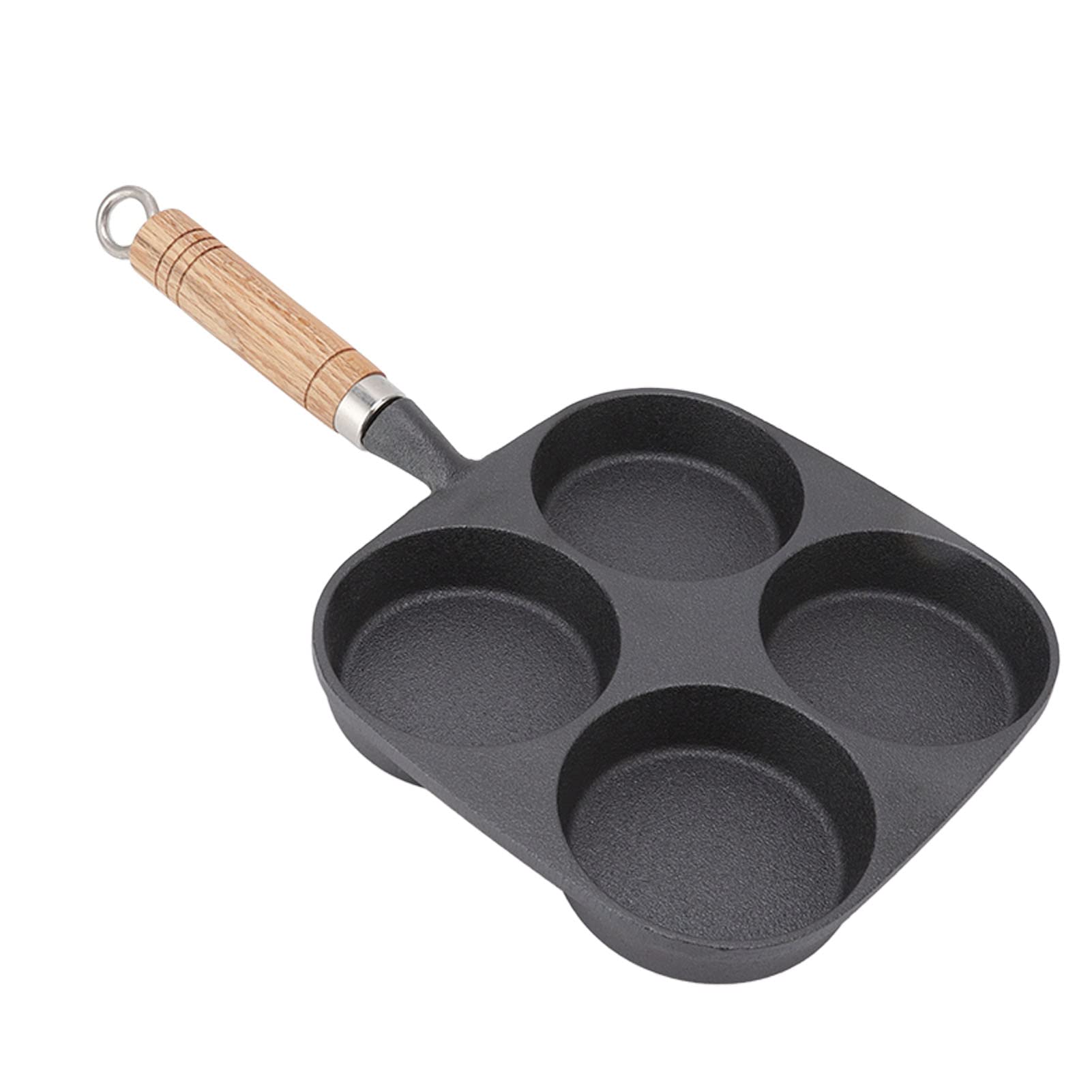 Egg Cooker Omelet Pan, Egg Pan 4 Cup Egg Frying Pan with Wooden Handle for Breakfast Pancakes Omelettes