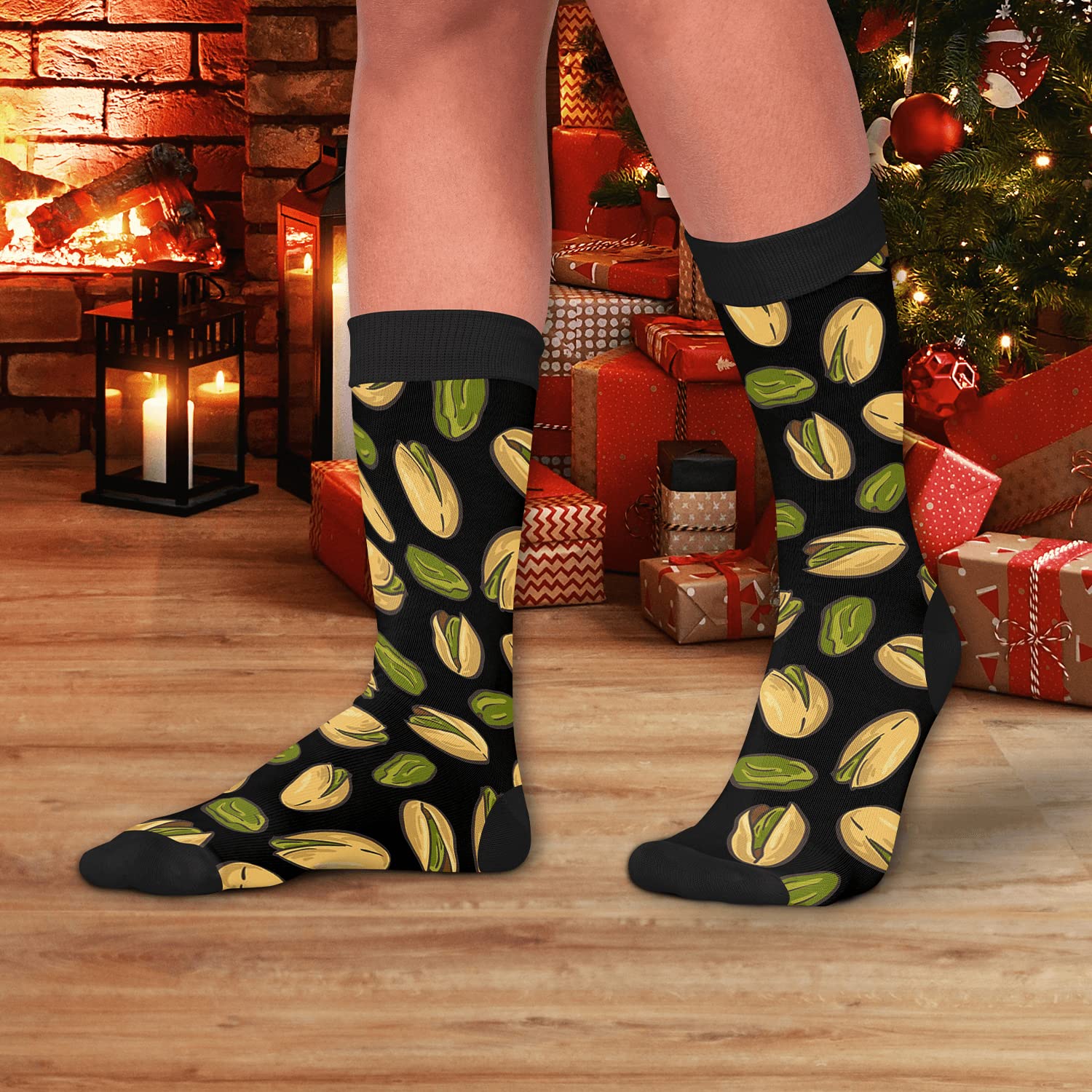 Catilo Roasted Pistachio Seed Shell Novelty Socks Crazy Funny Dress Crew Socks Gift For Women Men