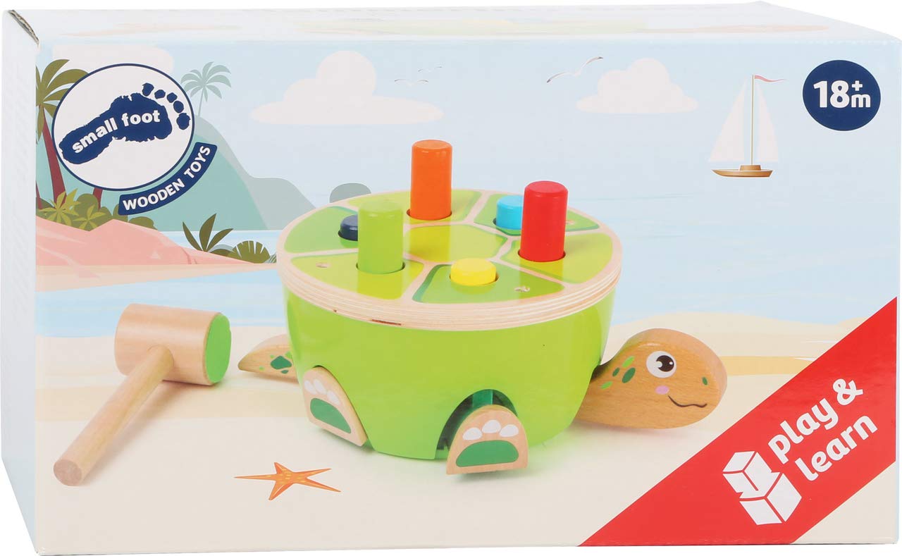 Small Foot Wooden Turtle Hammering Game - Toy Designed for Kids, Ages 18 Month & Up