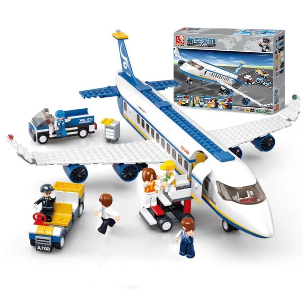 City Airport Model, Passenger Aircraft Set, Model Toy Compatible with LEGO 60262