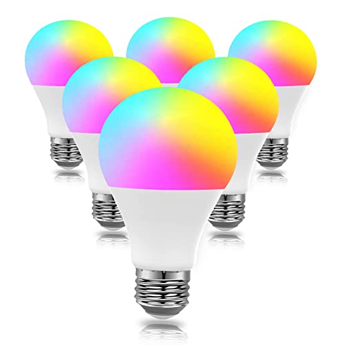 DAYBETTER Smart Light Bulbs, Alexa Light Bulb, WiFi Bulbs, Smart Bulbs That Work with Alexa & Google Assistant, RGBCW Color Changing Light Bulb A19 E26 9W 800LM Led Light Bulb, No Hub Required, 6 Pack