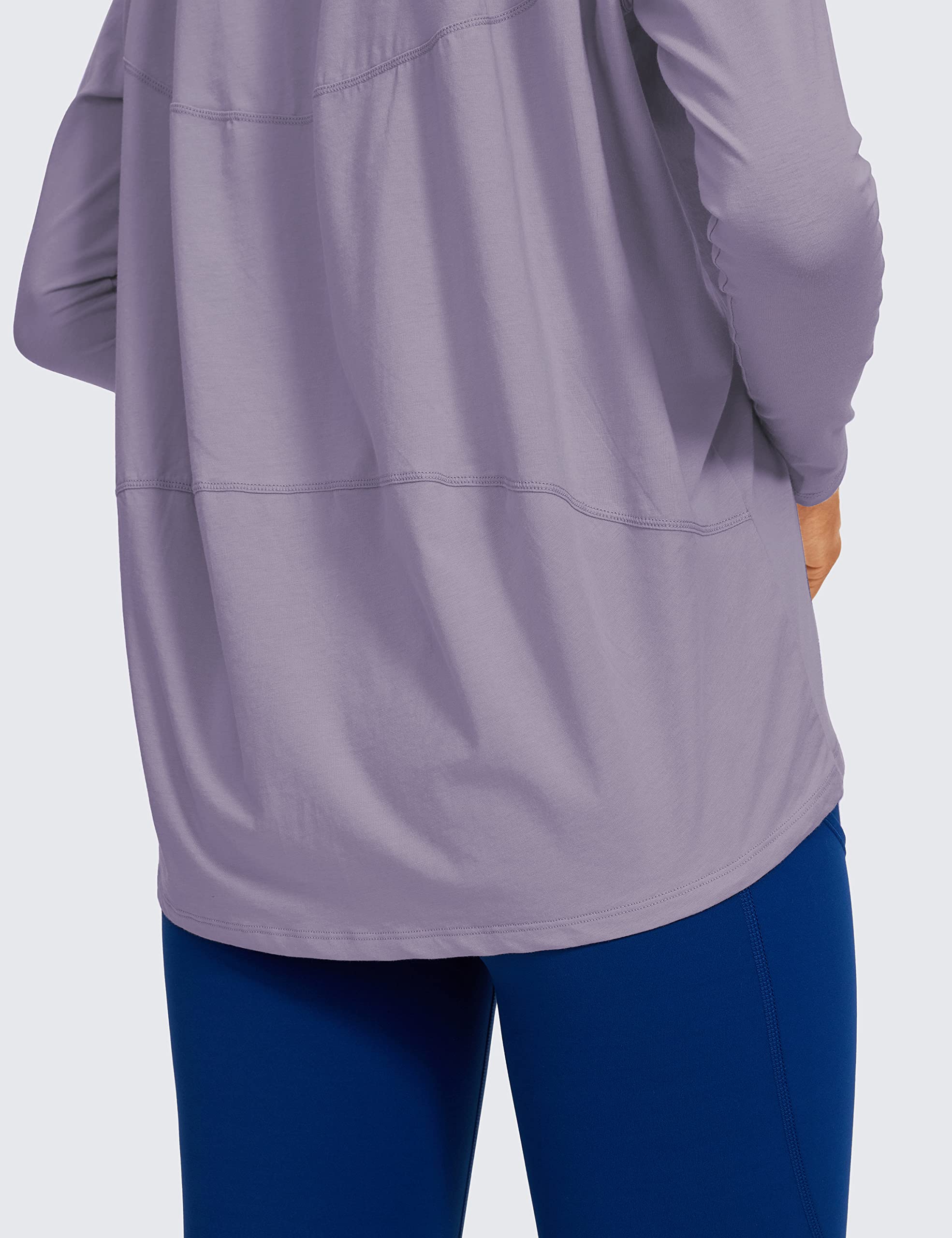 CRZ YOGA Long Sleeve Pima Cotton Shirts - Casual Fall Tops Shirts Lavender Gray Large