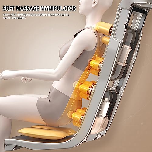 MMQ Massage Chair Zero Gravity Full Body-Electric Shiatsu Recliner with Back Heating and Foot Roller,Built-in Bluetooth Speakers for Home and Office,Plug and Play (Brown)