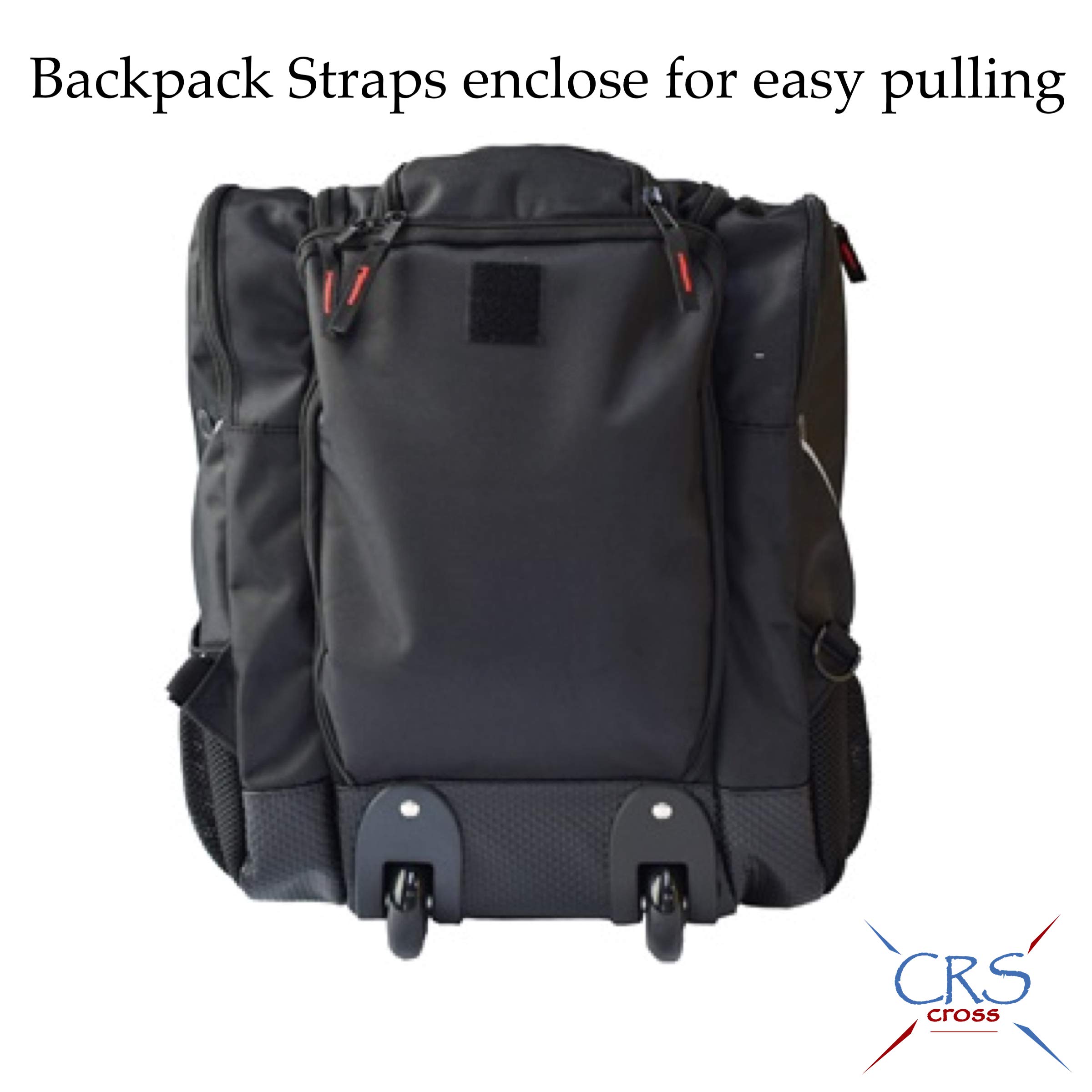 CRS Cross Skate Bag - Backpack converts to Rolling Bag with Wheels. Ice skate bag for figure skating, roller skating, quad skaters, ice skating (Biellmann Black)