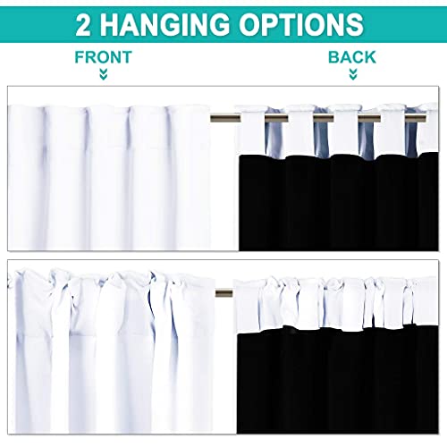 NICETOWN 100% Blackout Window Curtain Panels, Heat and Full Light Blocking Drapes with Black Liner for Nursery, 84 Inches Drop Thermal Insulated Draperies (Pure White, 2 Pieces, 52 inches Wide)