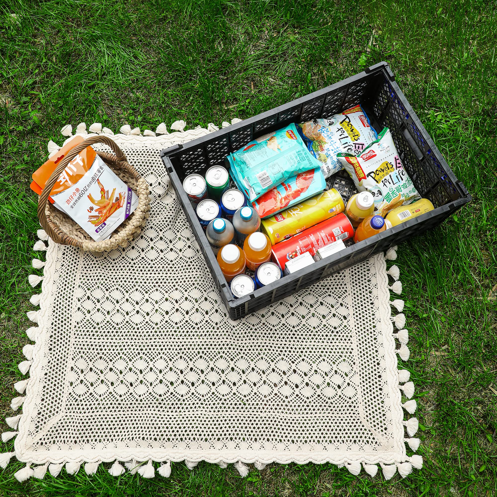 Civil Furniture 3-Pack Collapsible Storage Crates, Stackable Storage Basket Collapsible Storage Bins, 47L Plastic Crate Collapsible Crate Pastel Crates for Home Kitchen Office