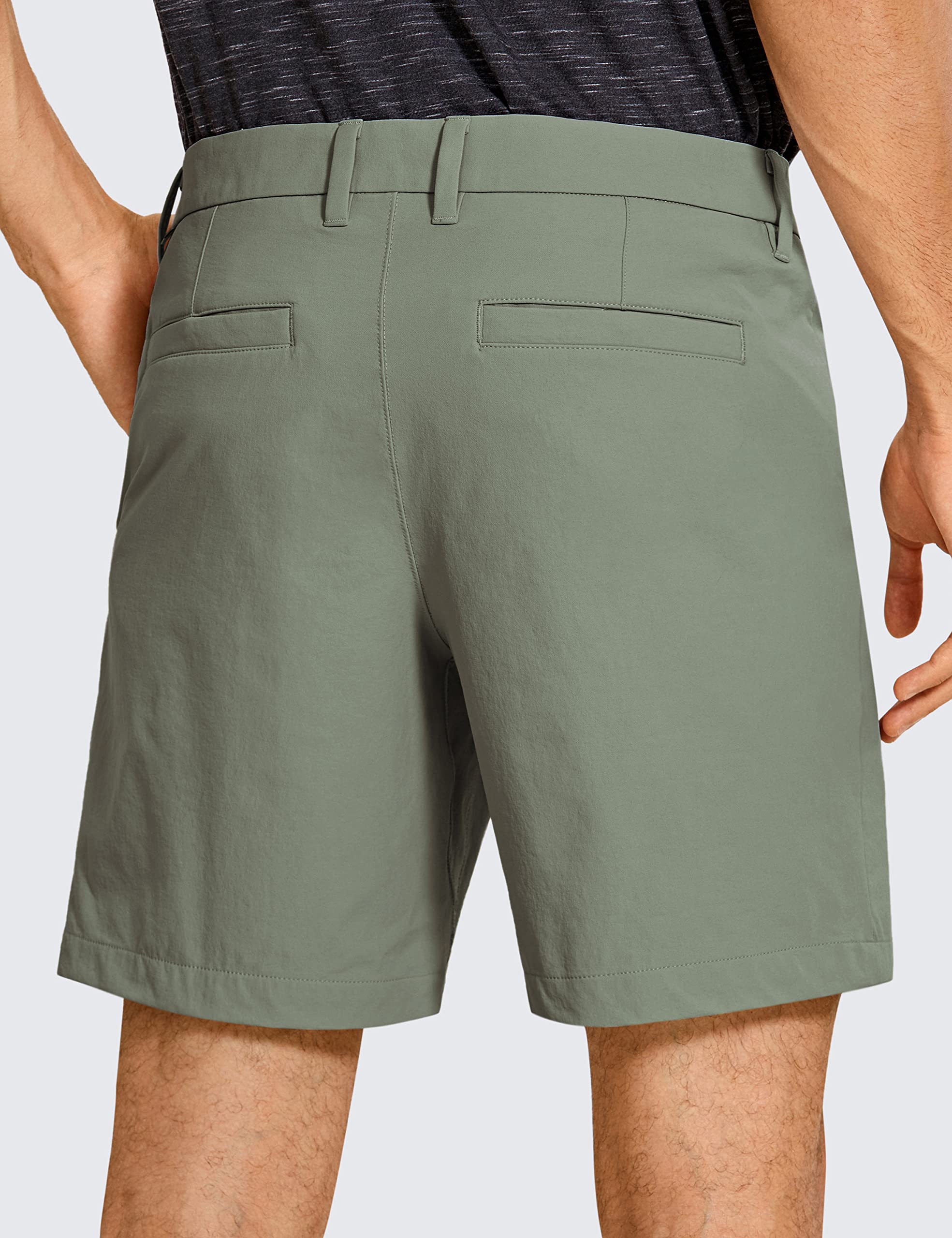 CRZ YOGA Men's Stretch Golf Shorts - 7''/9'' Slim Fit Waterproof Athletic Casual Work Shorts with Pockets Grey Sage 34