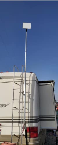EEZ RV Products Telescopic Starlink RV Ladder Pole 10ft with RV Ladder Mounting Bracket Kit Adjustable Hold up to 2.5 inch Diameter Pole - Fits 1 inch Ladder Rails
