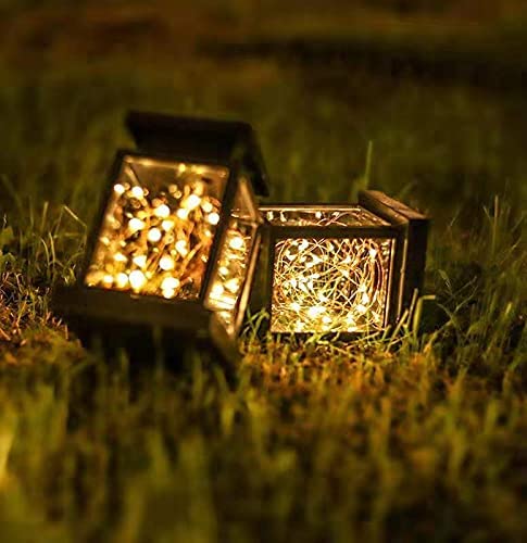 Solar Lanterns Outdoor Hanging Solar Star Lantern 4PCS LED Warm Light for Halloween & Christmas, Solar Powered Led Lantern Decorative for Patio Yard Garden.