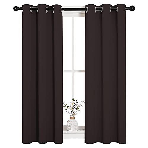 NICETOWN Blackout Curtain Panels for Bedroom Window, Triple Weave Microfiber Energy Saving Thermal Insulated Solid Grommet Blackout Draperies and Drapes (1 Pair, 29 inch by 45 inch, Toffee Brown)