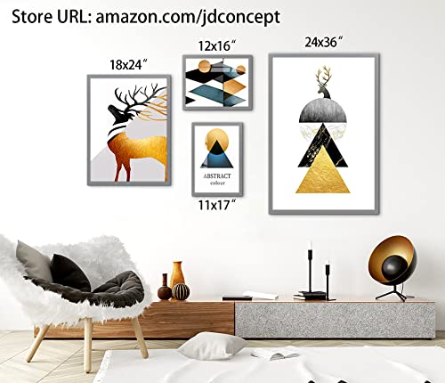 JD Concept Wood 12x16 Grey Picture Frame 5 Pack - Gallery Wall Frame Set - Suitable for Horizontal and Vertical Hanging 12 x 16 Poster Photo