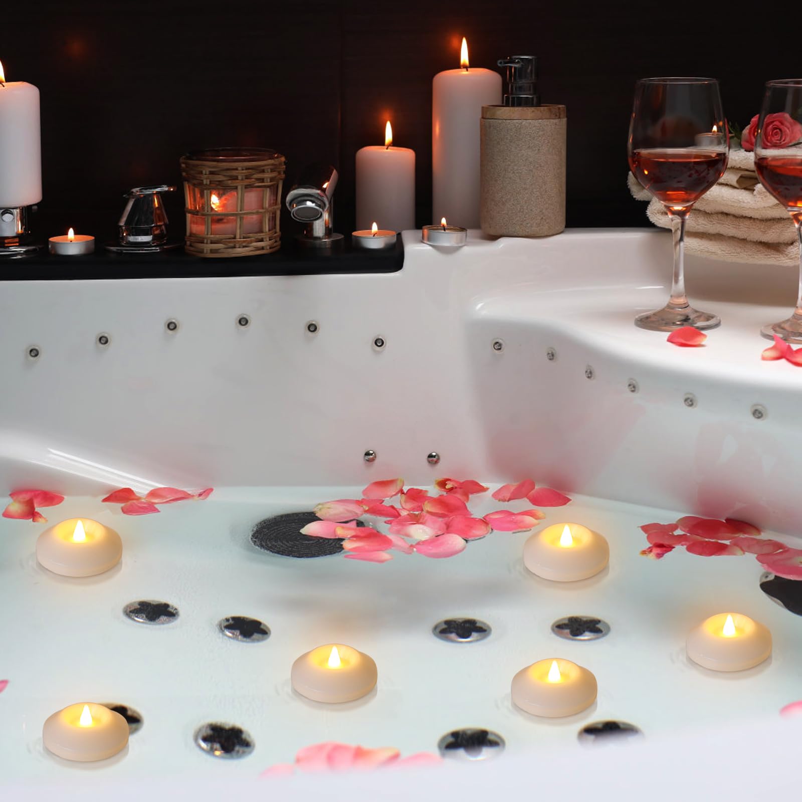 LACGO 48 PCS LED Waterproof Floating Novelty Candles Light, LED Battery-Powered Flameless Flicker Candle, Water Activated Candle, for Baby Shower, Wedding, Home, Party Decor(Warm White)