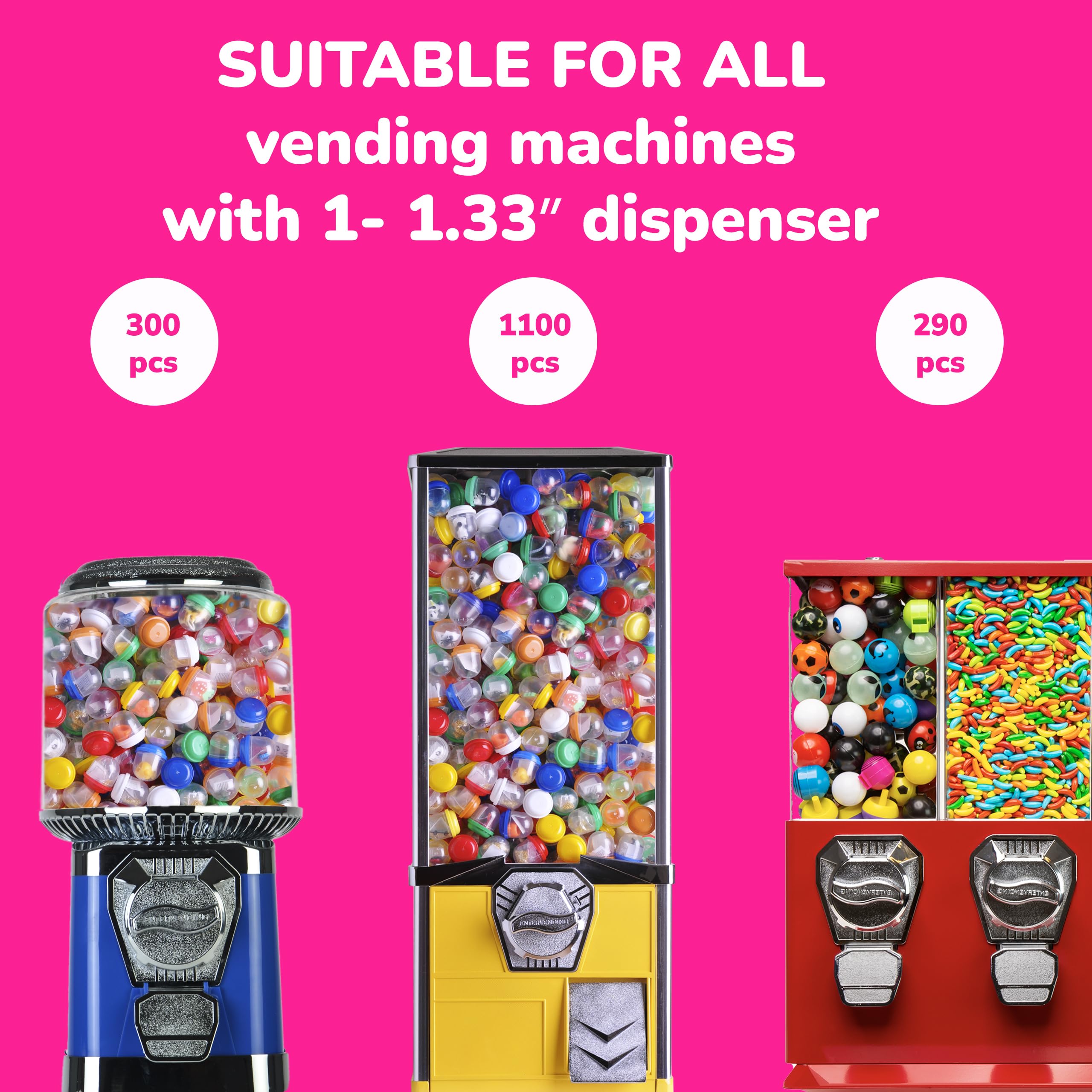 Capsule Vending Machine Translucent Pink Acorn Capsules Empty 30 pcs 1.1 inch - Gumball Machine Capsules Bulk Party Favors DIY Containers - Easter Basket Stuffers Gifts Pinata Stuffers