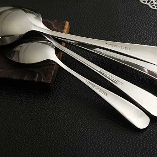 HornTide 6-Piece Soup Spoon Set Bouillon Spoon Flatware Stainless Steel Mirror Polishing 6.5-Inch 16.6cm