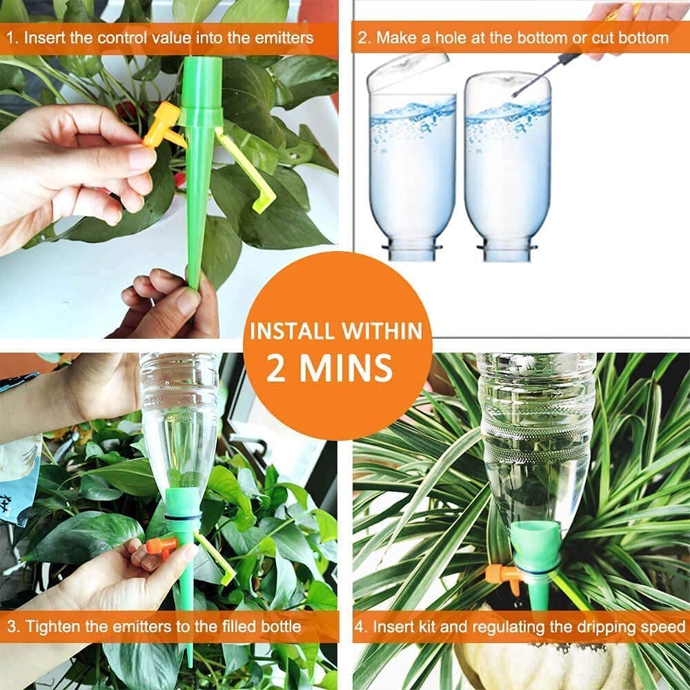Plant Self Watering Spikes,16 Pcs Automatic Irrigation Equipment Self Watering Drip Devices with Slow Release Control Valve Switch, Suitable for Outdoor Indoor Plants