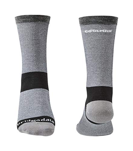 Bridgedale Men's Coolmax Base Layer Liner Socks - 2 Pack, Grey, X-Large